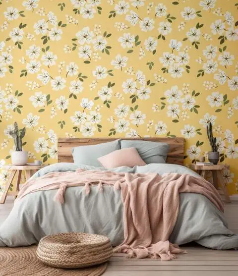 Vintage Gul Blomstertapet