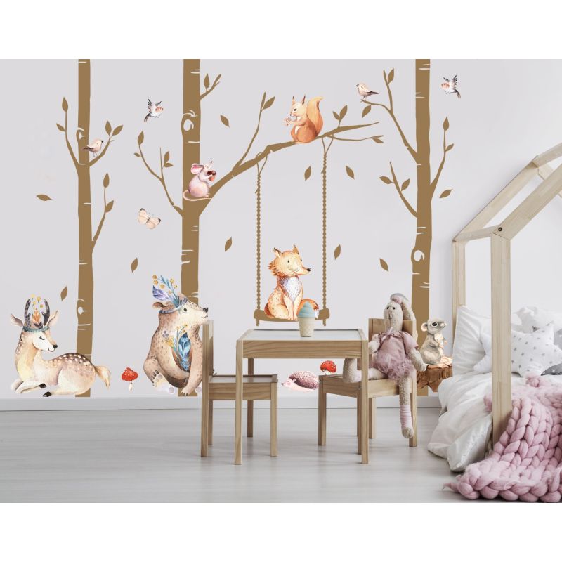 Wallsticker – Dyr i træ og gynge / 02
