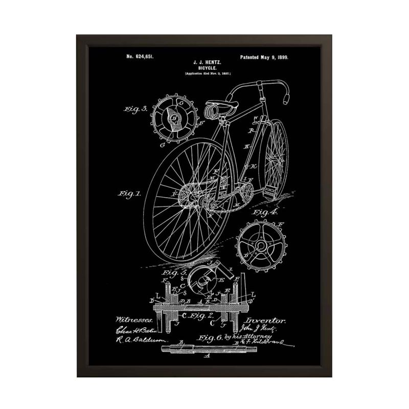 Patenteret Tegning Poster - Cykel Blueprint