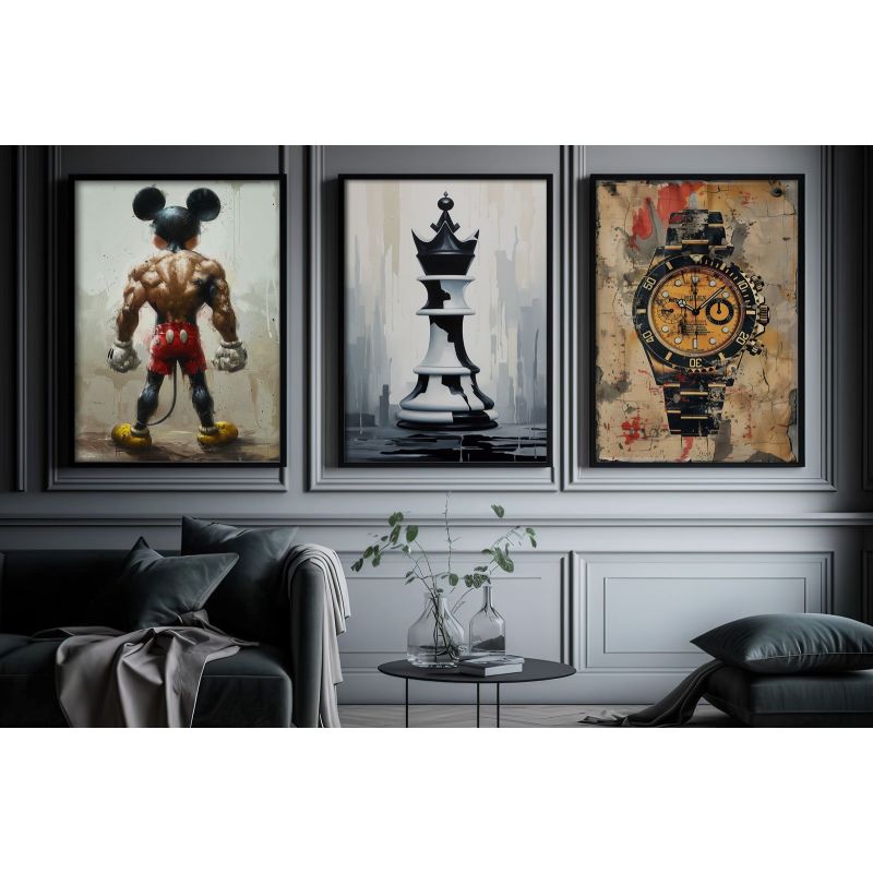 Plakat - Mickey, Skak og Ur / Sæt af 3
