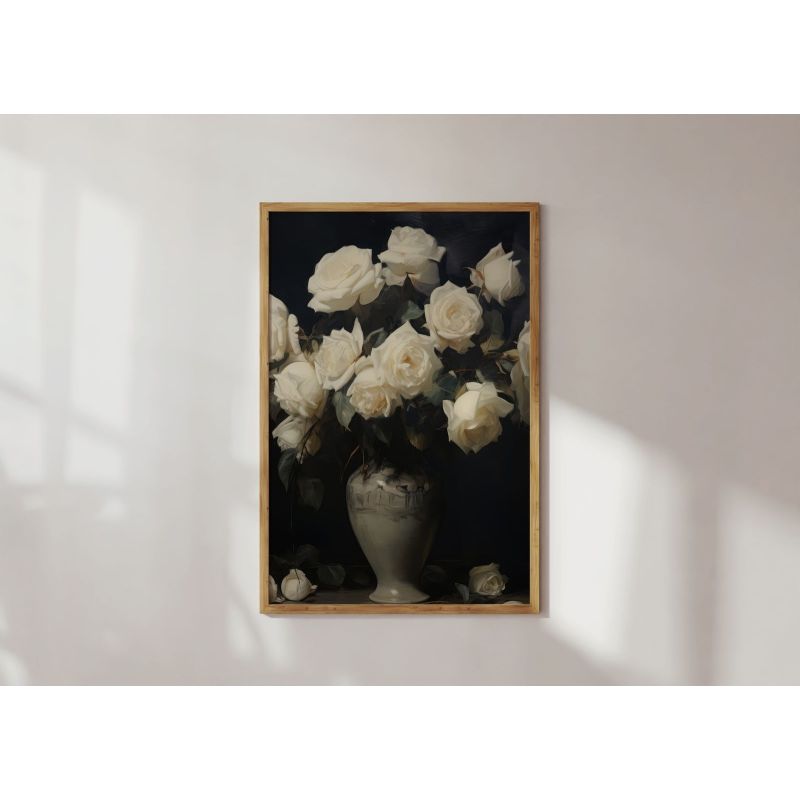 Plakat - Hvide Roser Vase