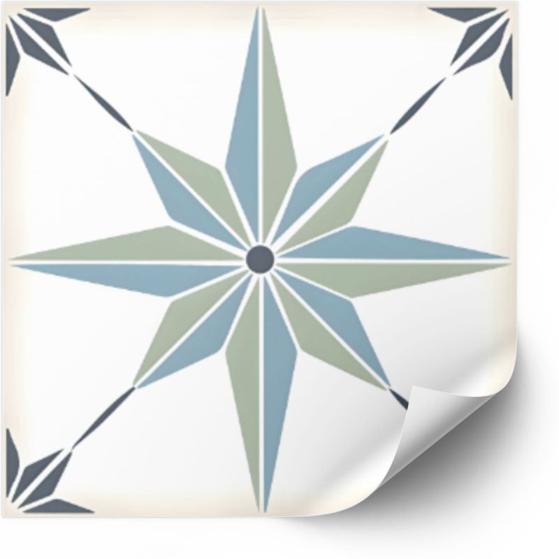 Fliser Sticker - Florale / Blå og Hvid / Peel and Stick / 24 stk